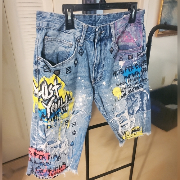 smoke rise ny | Shorts | Mens Smoke Rise Denim Shorts Graffiti ...